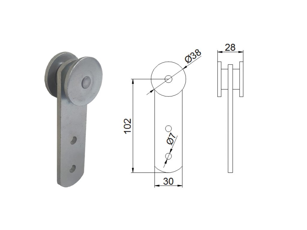 Carrucha de acero para guía galvanizada - Kits y Carrocerias