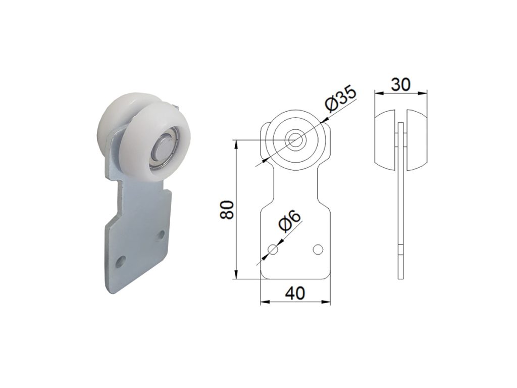 Carrucha de acero para guía galvanizada - Kits y Carrocerias