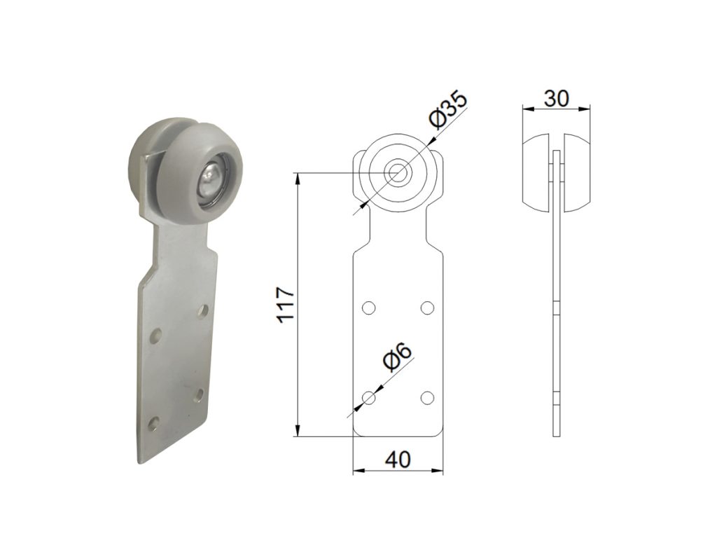 Carrucha sencilla de nylon larga K1 para lona lateral (tricarril gran ...