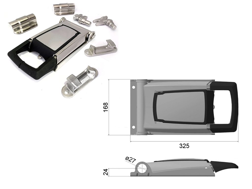 Falleba exterior inox. articulada con tapa TIR completa (para tubo de ...