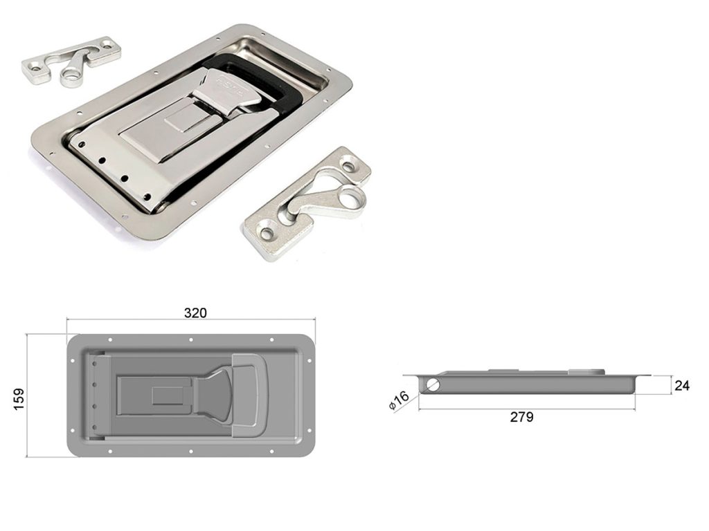 Falleba empotrable de 25 mm inox con llave (para varilla de 16 mm ...